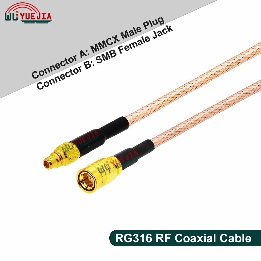 Кабель MMCX SMB RG316 WUYUEJIA 0.2 Meters, SMB F to MMCX M