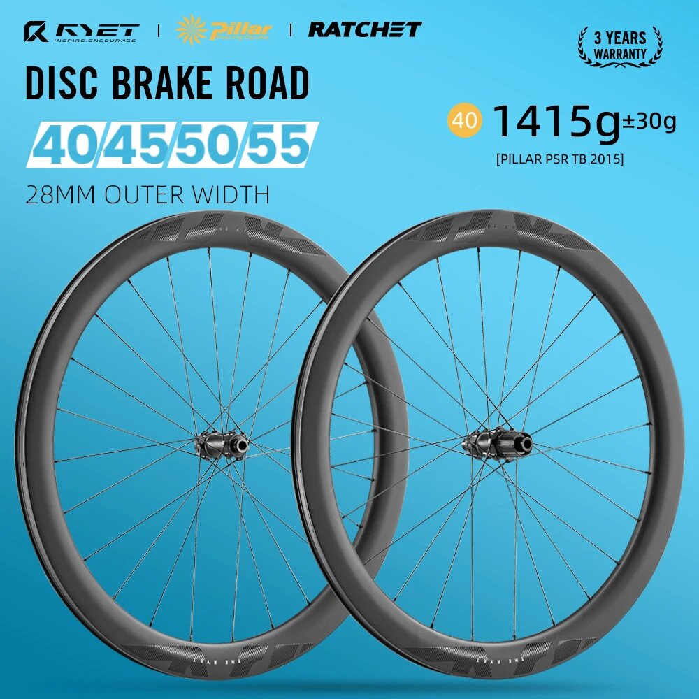 RYET Карбоновые колеса 700C Road Tubeless DISC-Centrelock HG, CERAMIC BEARING, Wheelsets 50MM