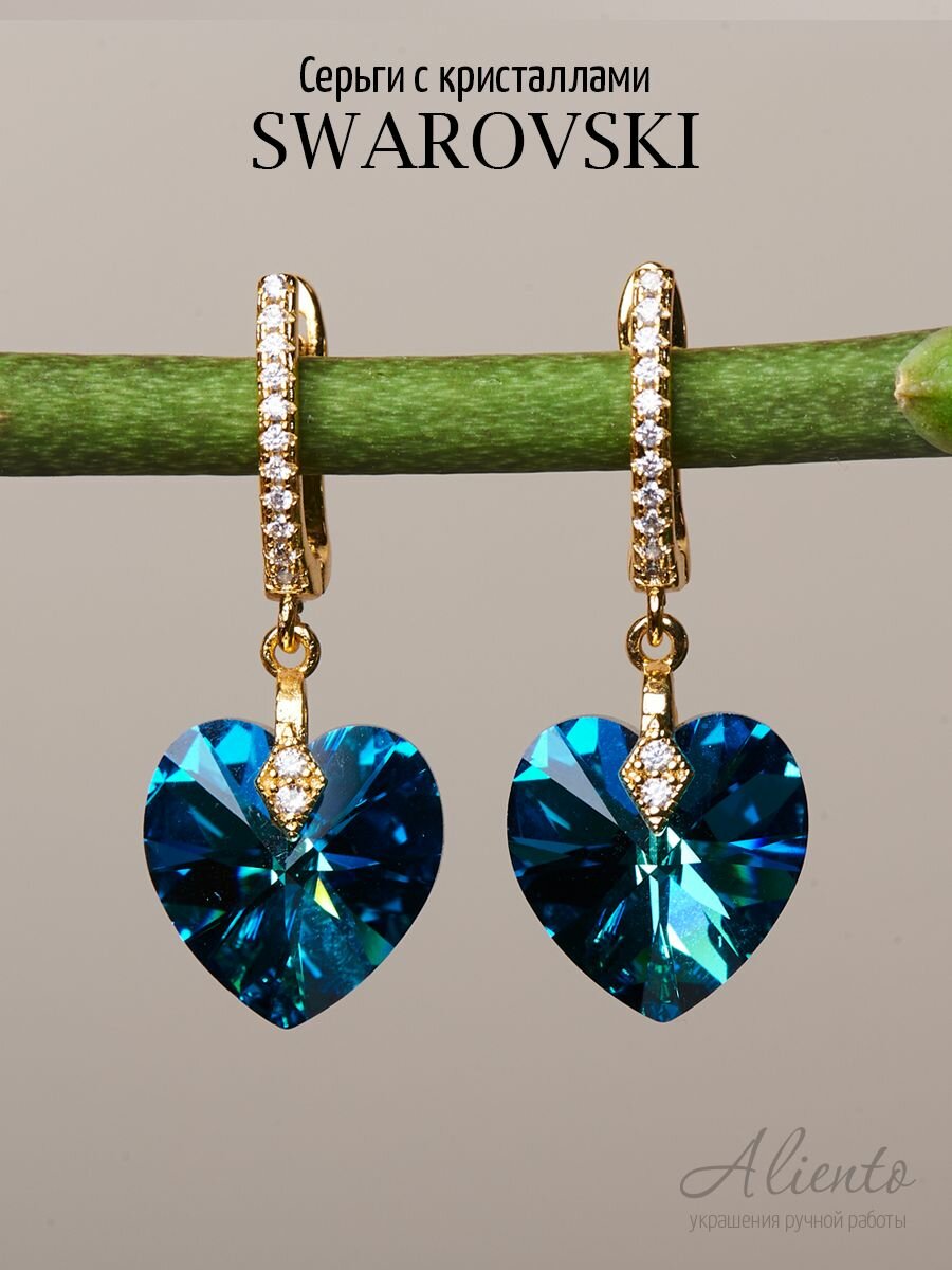 Серьги, стекло, кристалл, кристаллы Swarovski