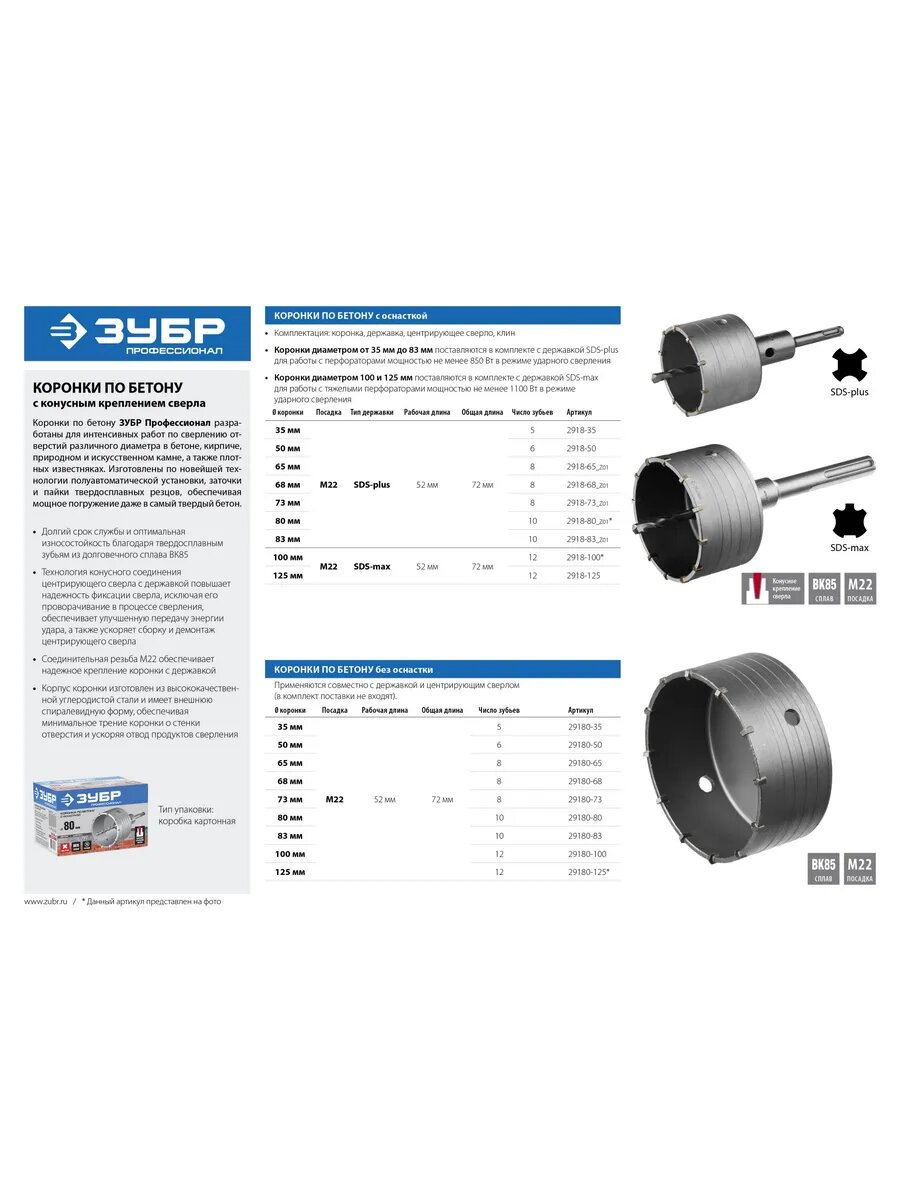 125 мм, SDS - max, 12Т, коронка по бетону с державкой, Проф
