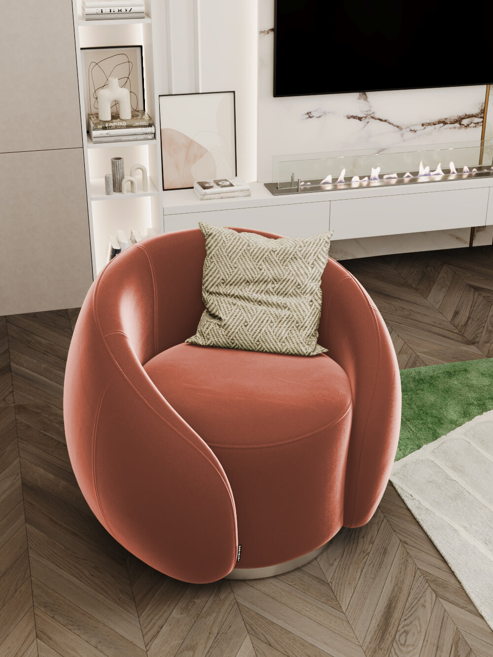 Кресло мягкое в современном стиле ROTONDO на поворотном основании 360