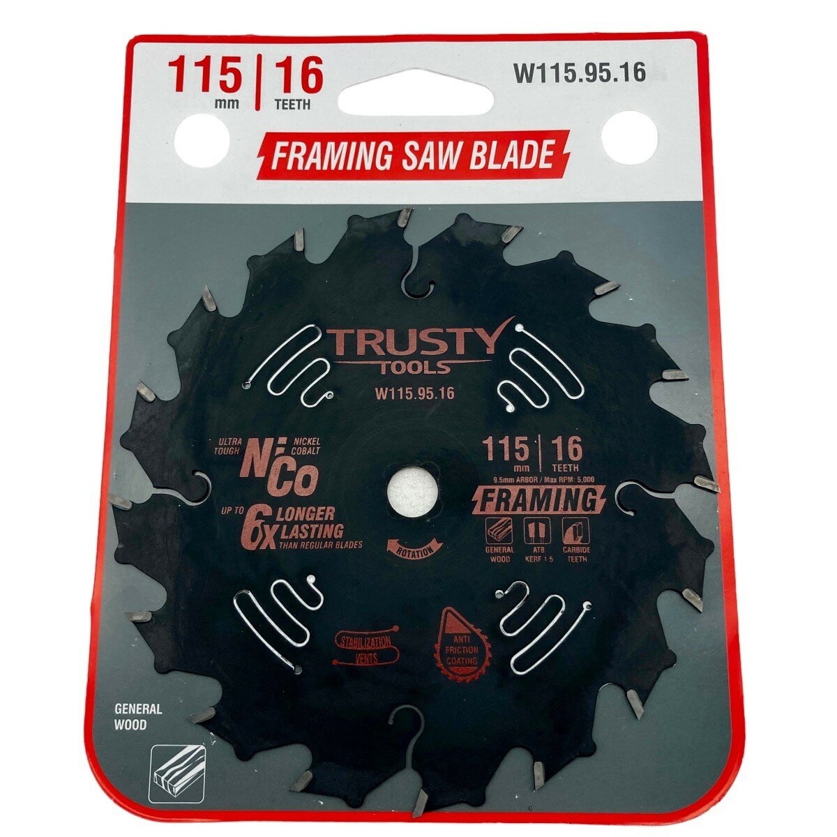 Диск пильный Trusty-Tools Framing по дереву 115х9.5 16T