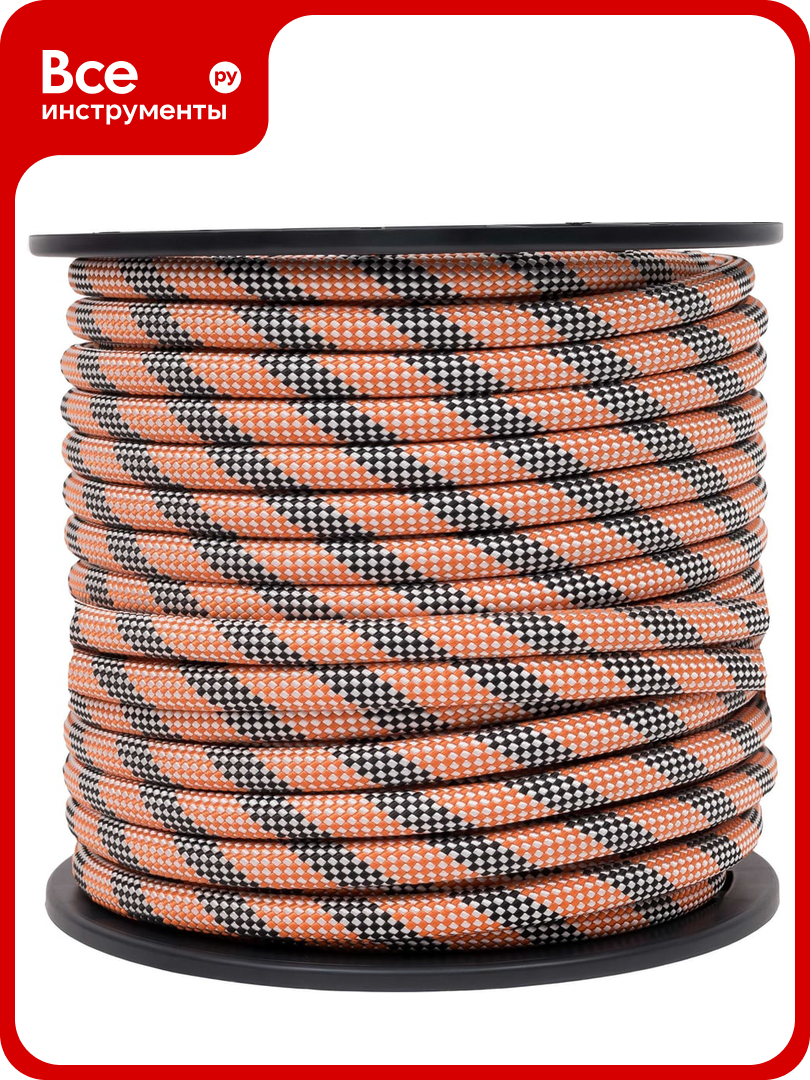 Веревка высокопрочная страховочная статическая 48-ми прядная GIGANT 12 мм 50 м SRG-08, из полиамида