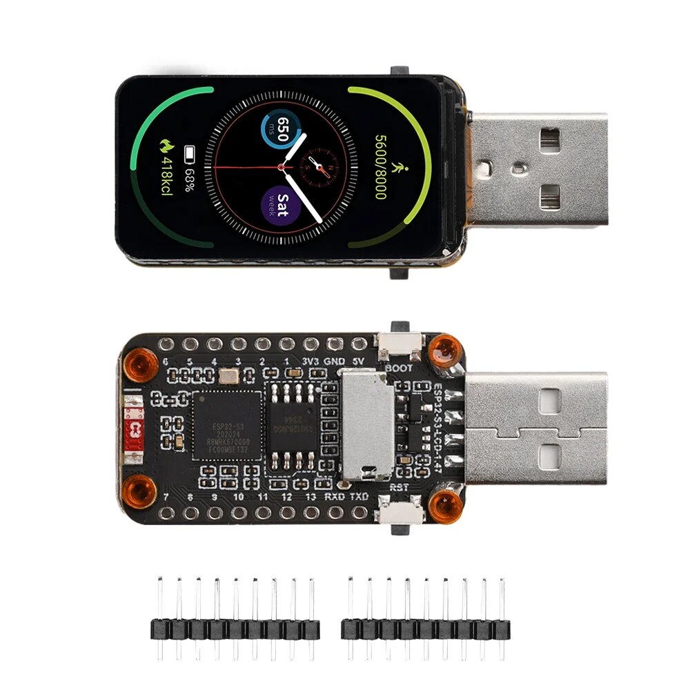ESP32-S3 WIFI Bluetooth Макетная плата 1,47-дюймовый ЖК-дисплей Макетная плата микроконтроллера USB с цветными ламповыми бусинами RGB