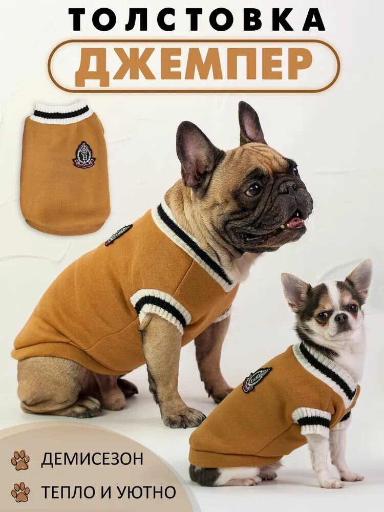 Толстовка для собак и кошек джемпер горчичный 4XL