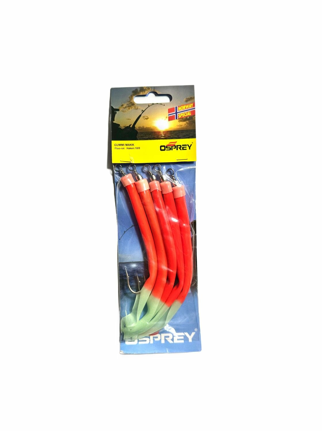 Перчики для рыбалки, светящиеся, одинарные крючки, силикон, красный.