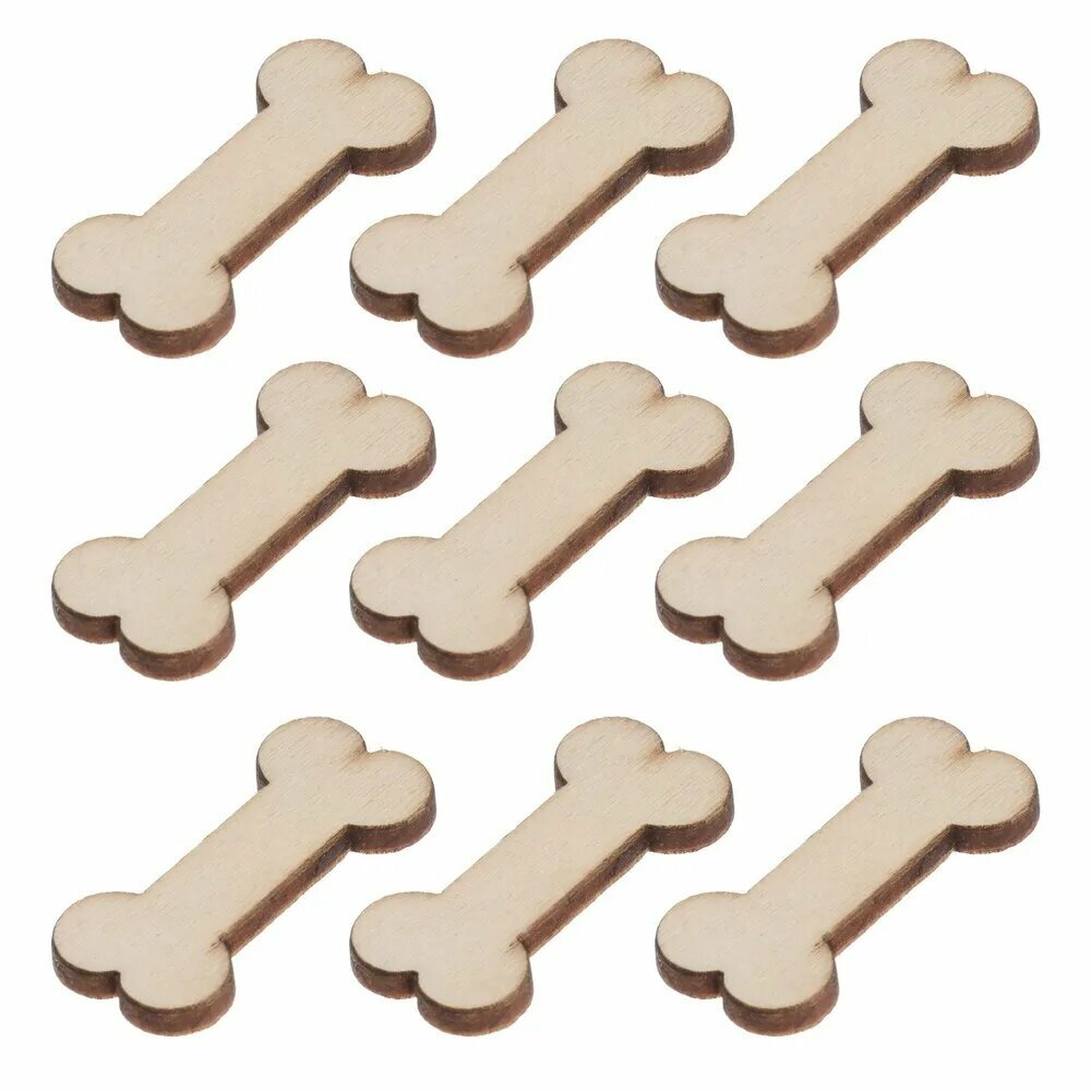Деревянные Вырезки в Форме Кости, 50 Штук, для Рукоделия и Декора, Натуральное Дерево
