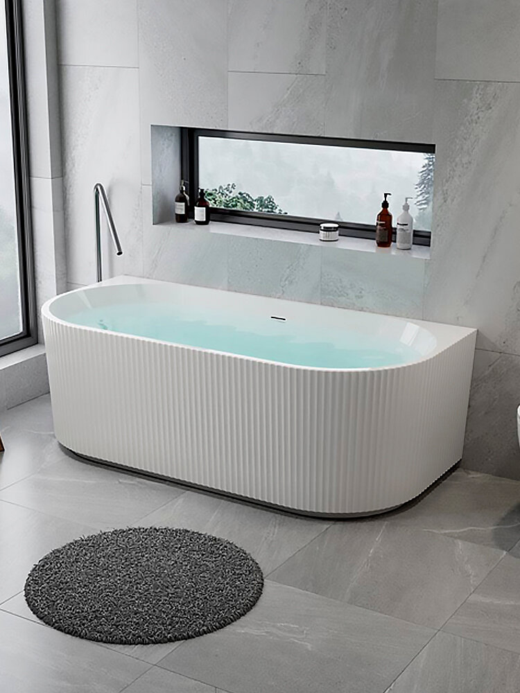 Акриловая ванна Royal Bath NERO 150х75х58, глубокая, пристенная, универсальная, комплект: ванна + каркас + панель + слив-перелив click-clack