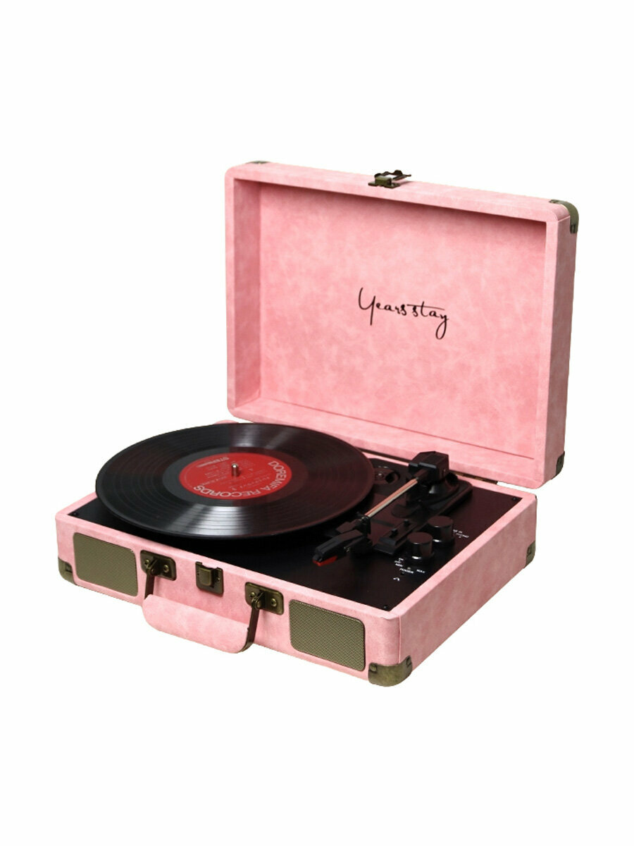 Проигрыватель виниловых пластинок Years Stay Vinyl Record Player In Suitcase (HY-T01) Pink