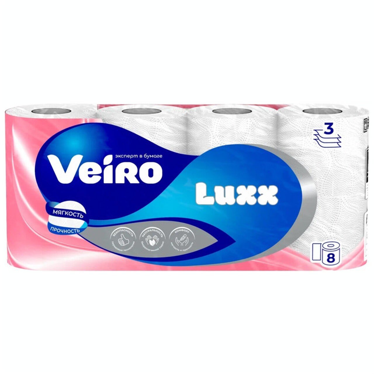 Бумага туалетная VEIRO Luxoria 8шт в уп. 3-слойные 140 листов без аромата