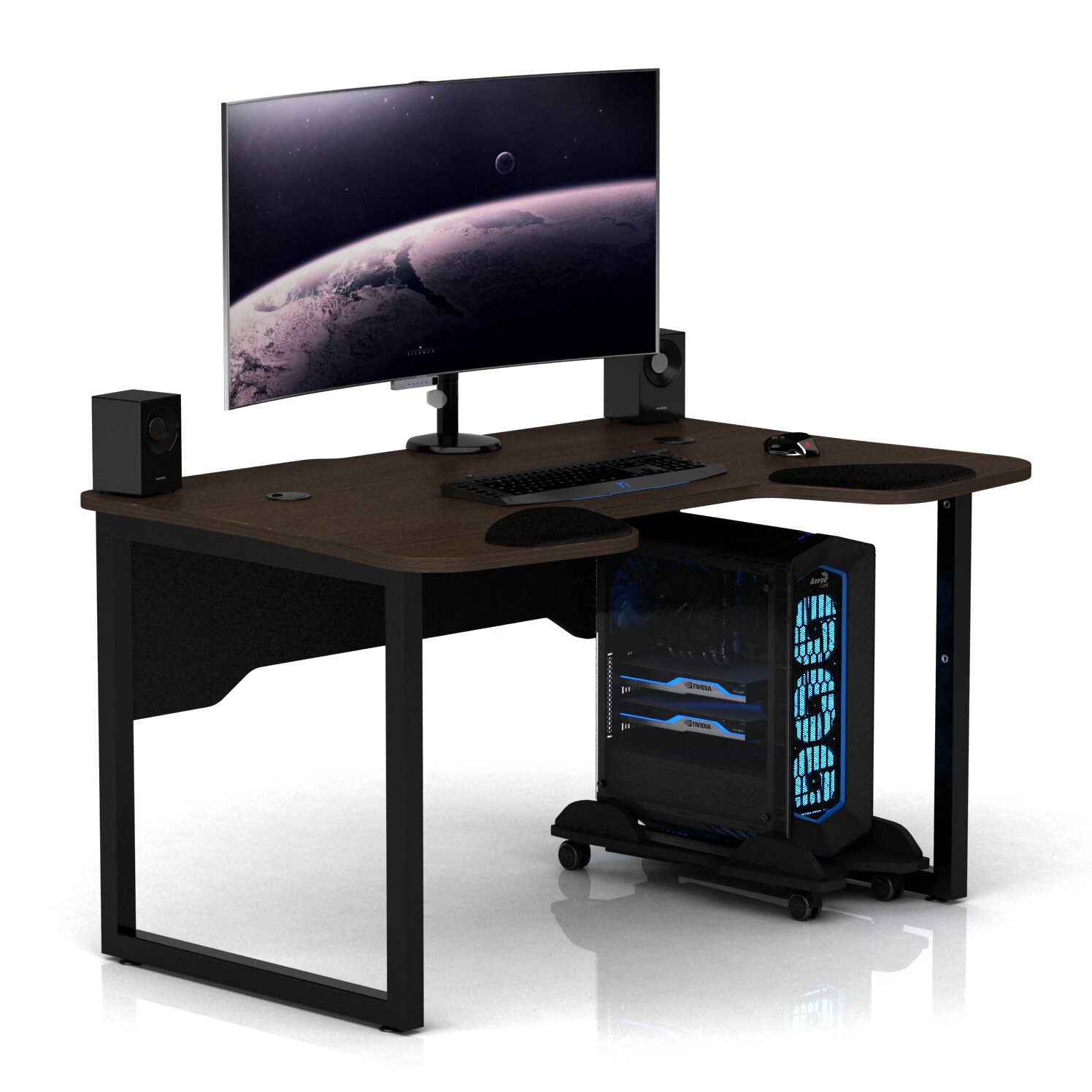 Игровой компьютерный стол AKM-MEBEL DX PRO Soft, "Квадрат", венге