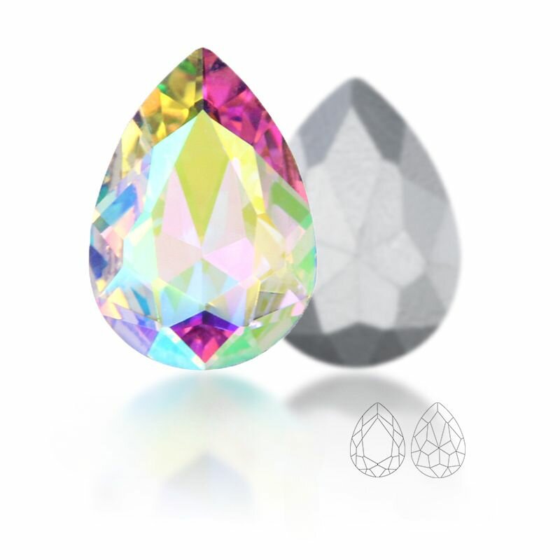 Хрустальные стеклянные стразы-капли для декора, гранёные кристаллы разных размеров для скрапбукинга, флористики, свадебной атрибутики и handmade украшений, набор для творчества