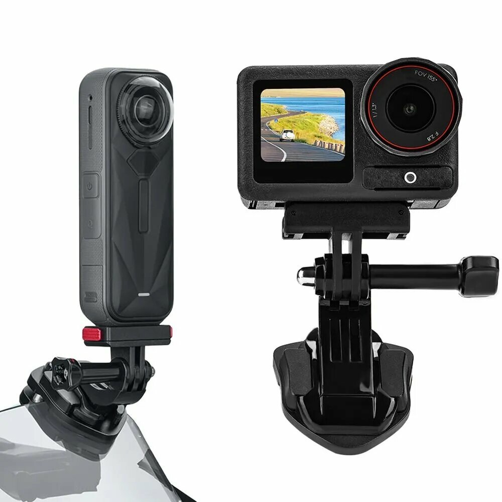 Крепление для экшн-камеры на ветровое стекло мотоцикла Insta360 X5, GoPro, DJI Action 5 Pro - Алюминиевый держатель