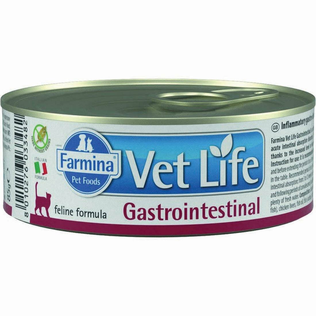 Влажный корм Farmina Vet Life Gastrointestinal, для кошек, 12 шт. по 85 г