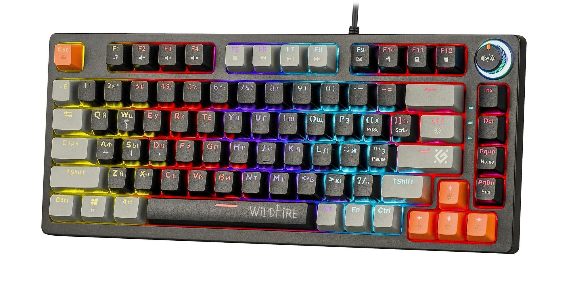 Defender Механическая клавиатура Wildfire GK-213 RU, чер/сер,82кн, TNT розов,1.5м
