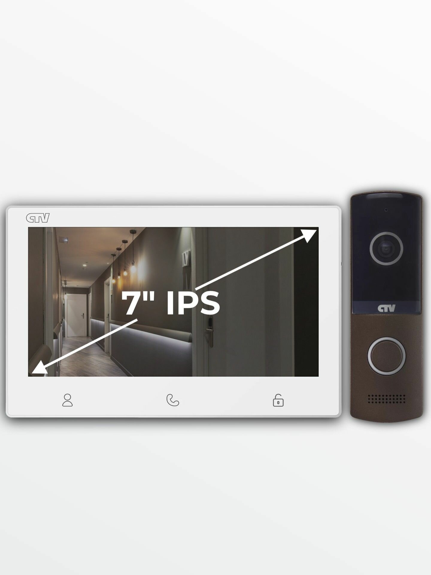 Комплект видеодомофон для квартиры: аналоговый монитор 7" CTV-M3712 Astra + вызывная панель CTV-D4003NG, для дома или офиса, удаленное открытие замка, подключение к подъездному домофону