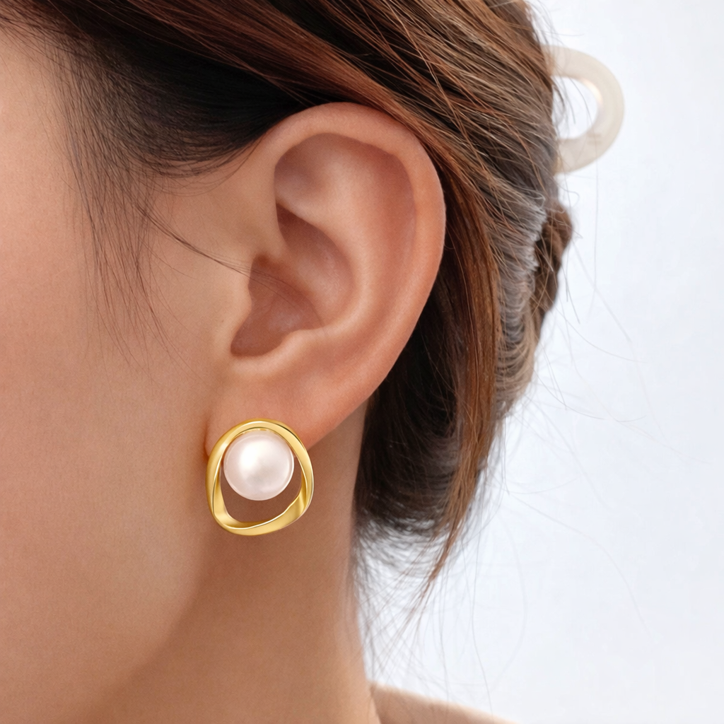 Серьги пусеты, жемчуг имитация