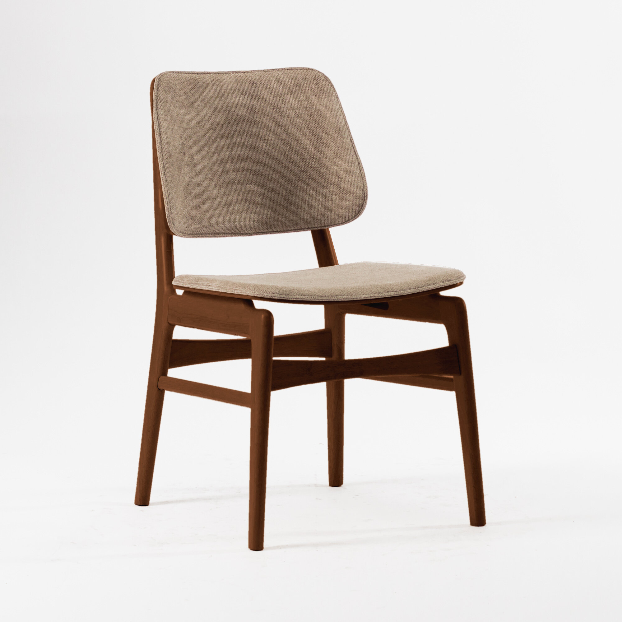 Стул Сиэтл бежево-коричневая ткань ножки орех для дома/для гостиной/для столовой/для кафе/кухонный стул/стул кухонный