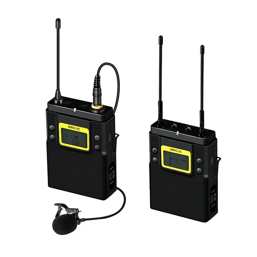 WMIC-01 UHF Двухканальный Цифровой Беспроводной Микрофонный Система Один Передатчик Один Приемник 50 Каналов Диапазон 60м Конденсаторный Микрофон Для Камеры Телефона Видеозаписи Звукозаписи