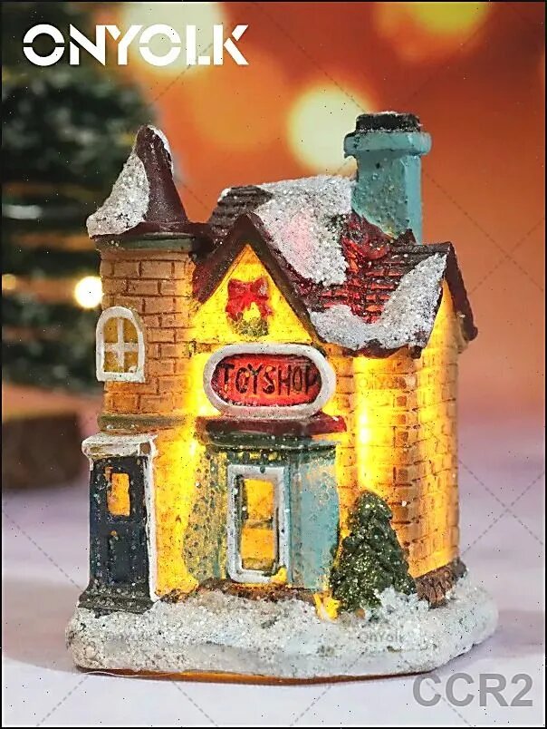 Фигурка декоративная ONYOLK "Рождественский домик", цвет J, 5,5x4,7x8 см