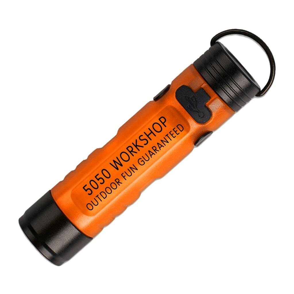 Фонарь на кепку водонепроницаемый, с зарядкой и зажимом, оранжевый цвет