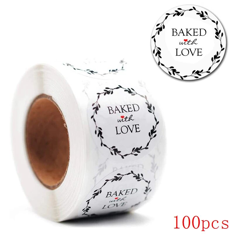 Наклейки "Baked with Love", 100 шт, YH236-100pcs