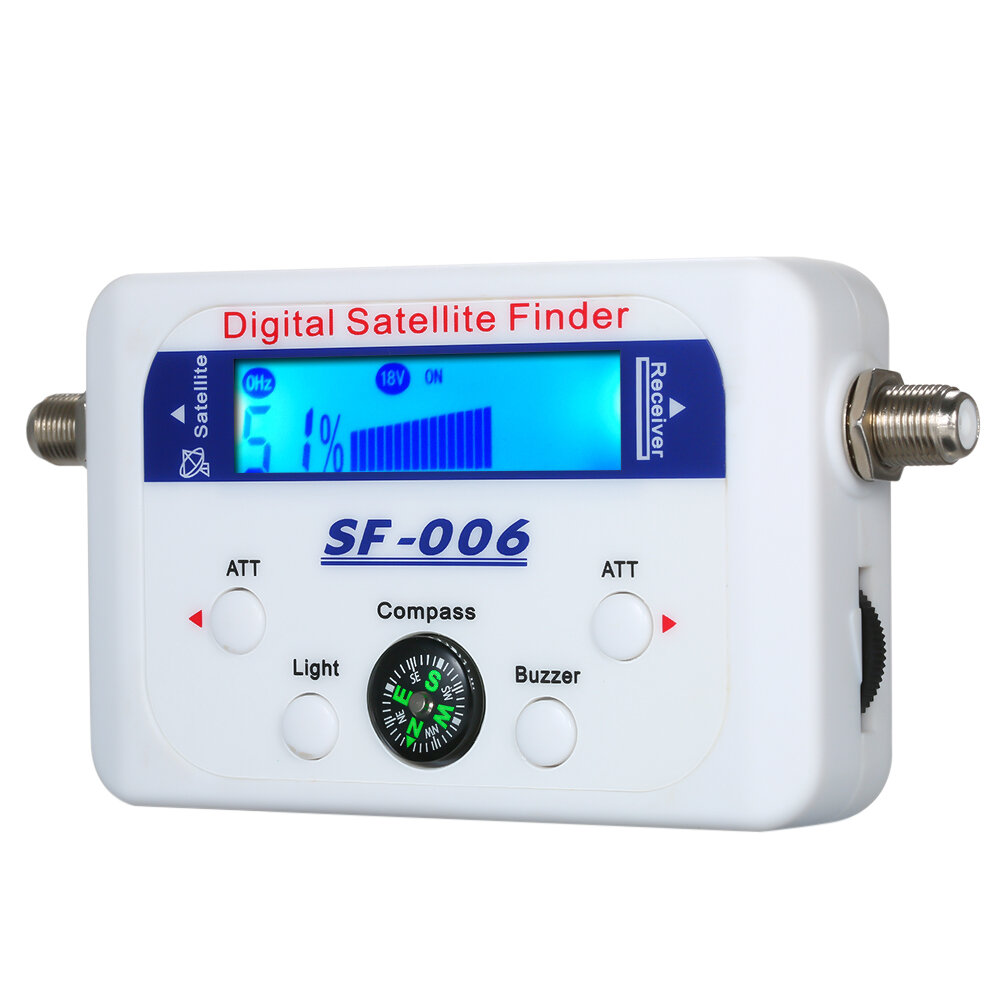 Digital Satellite Finder Satellite Signal Meter Mini Digital Satellite Signal Finder Meter с LCD Display Digital Satfinder с Compass, материал ABS, импеданс 75Ω, усиление ≥10dB, источник питания DC13-18V, обнаружение сигнала 0Hz/22KHz, диапазон частот