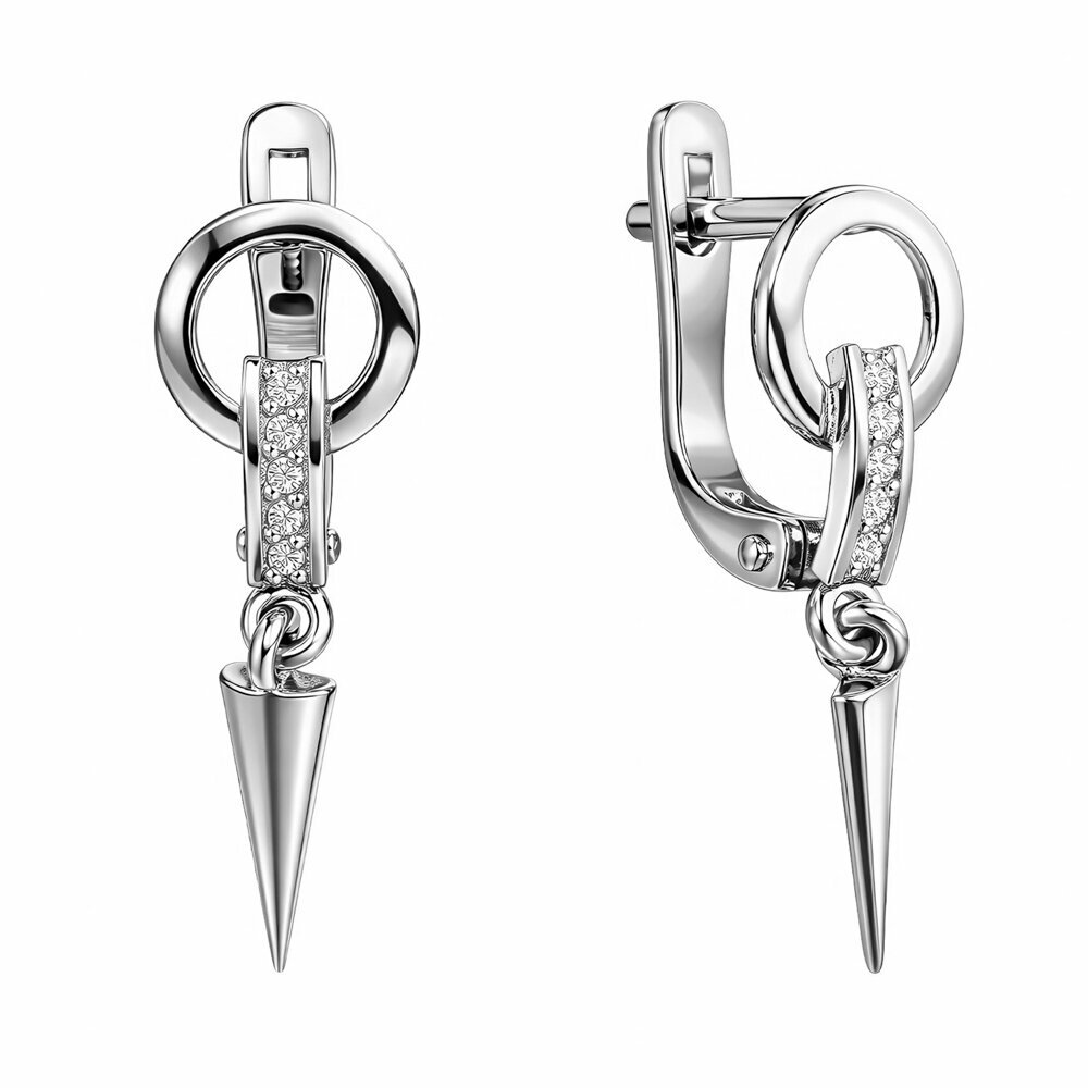Серьги, серебро, 925 проба, родирование, фианит