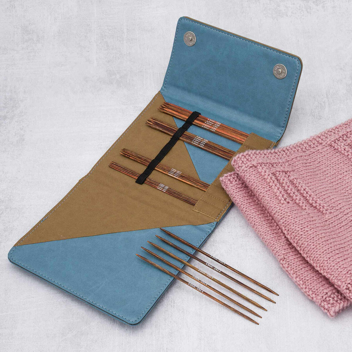 Набор чулочных спиц 'Ginger Cubics', 15 см, 5 пар (2-4 мм), ламинированная береза, KnitPro