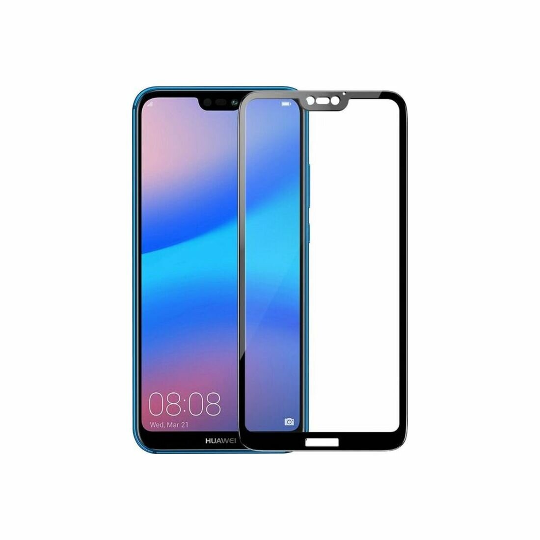 Защитное 3D стекло для Huawei P20 Lite черное
