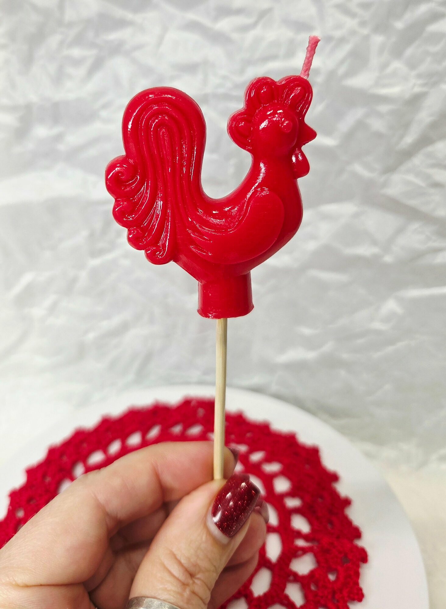 Свеча "Петушок" пчелиный воск, ручная работа