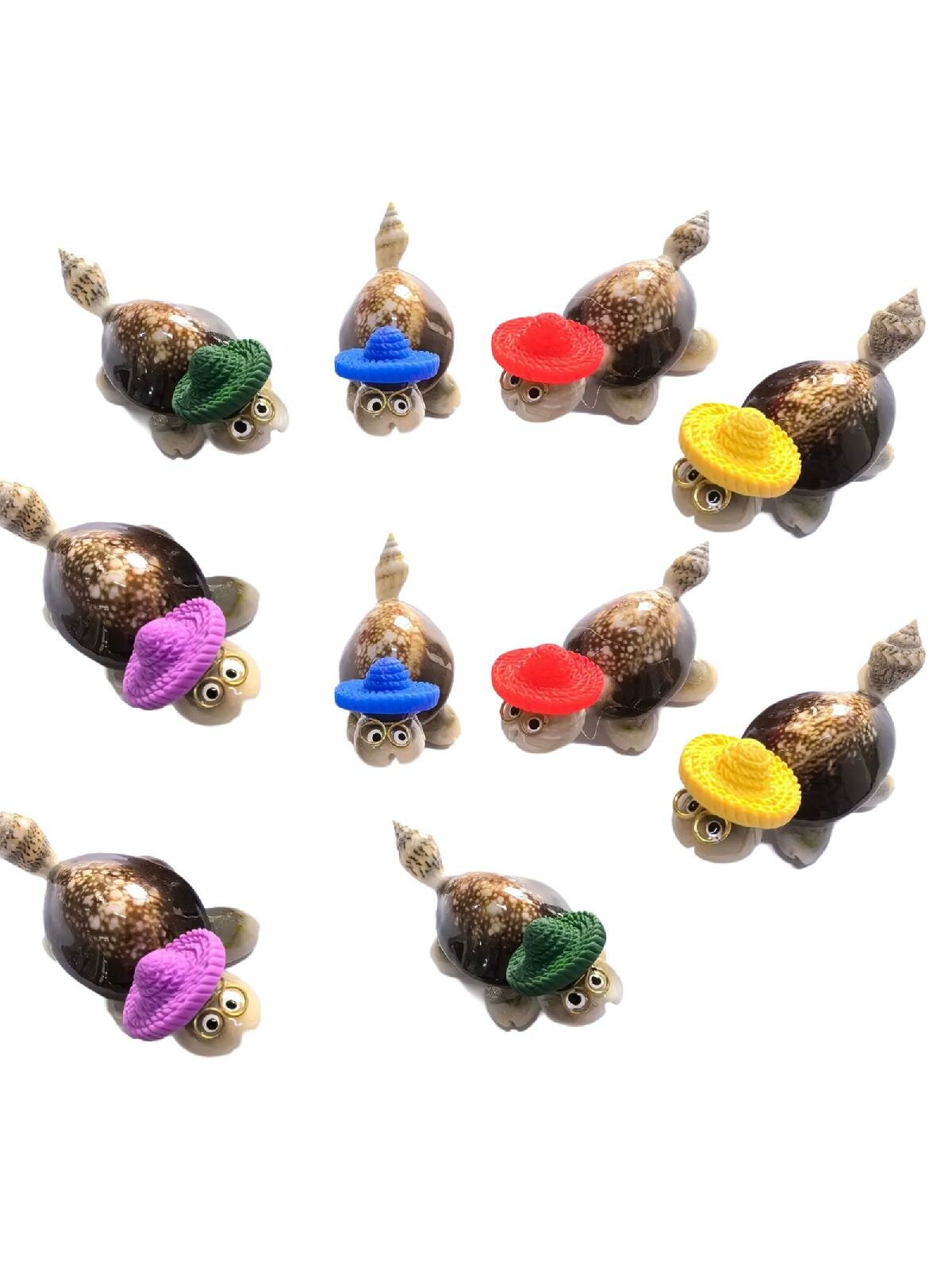 10шт Миниатюрная скульптура черепахи в шляпе, настольные забавные декорации для ландшафта
