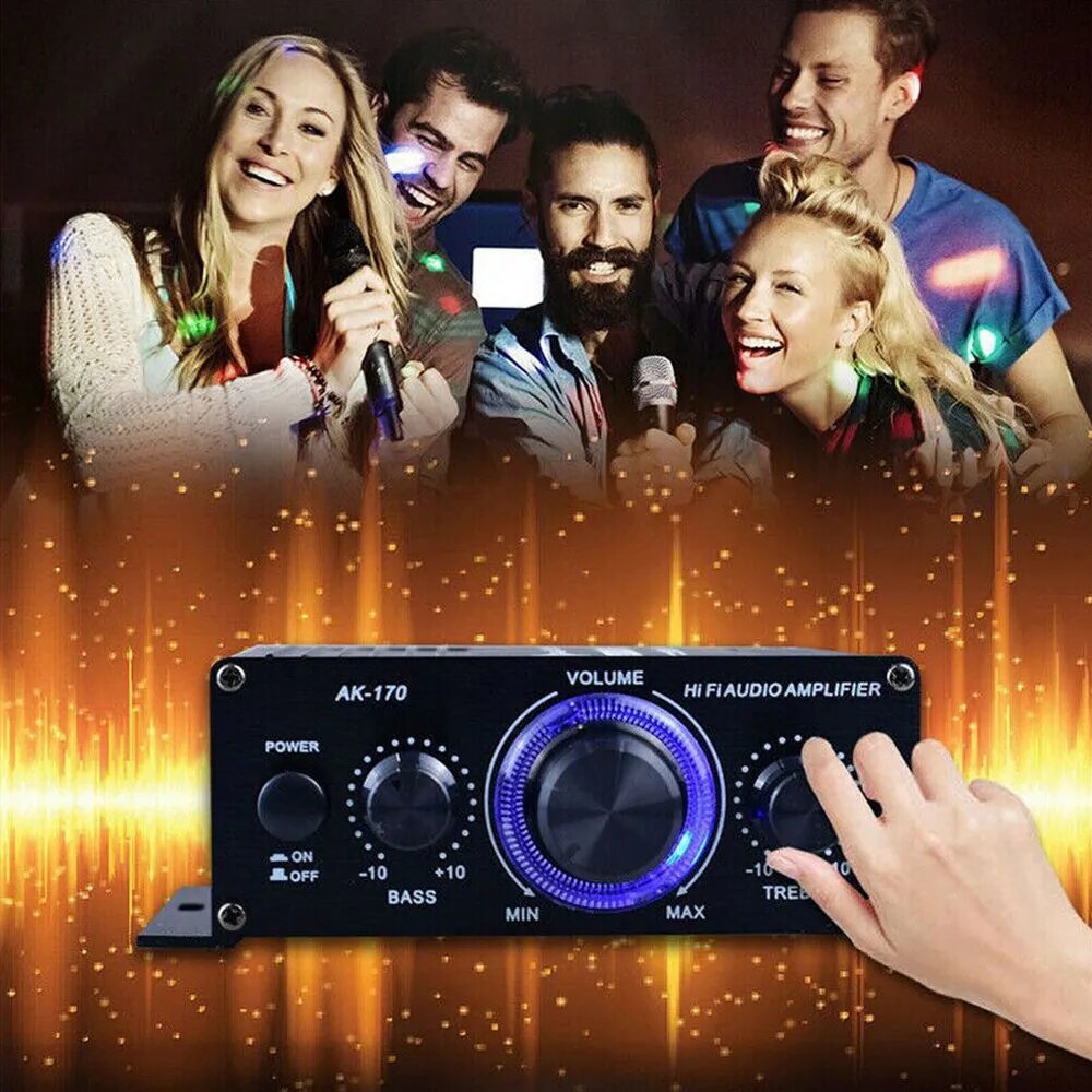 AK-170 еспроводной Hi-Fi стерео аудио усилитель мощности 200 Вт + 200 Вт с входом RCA