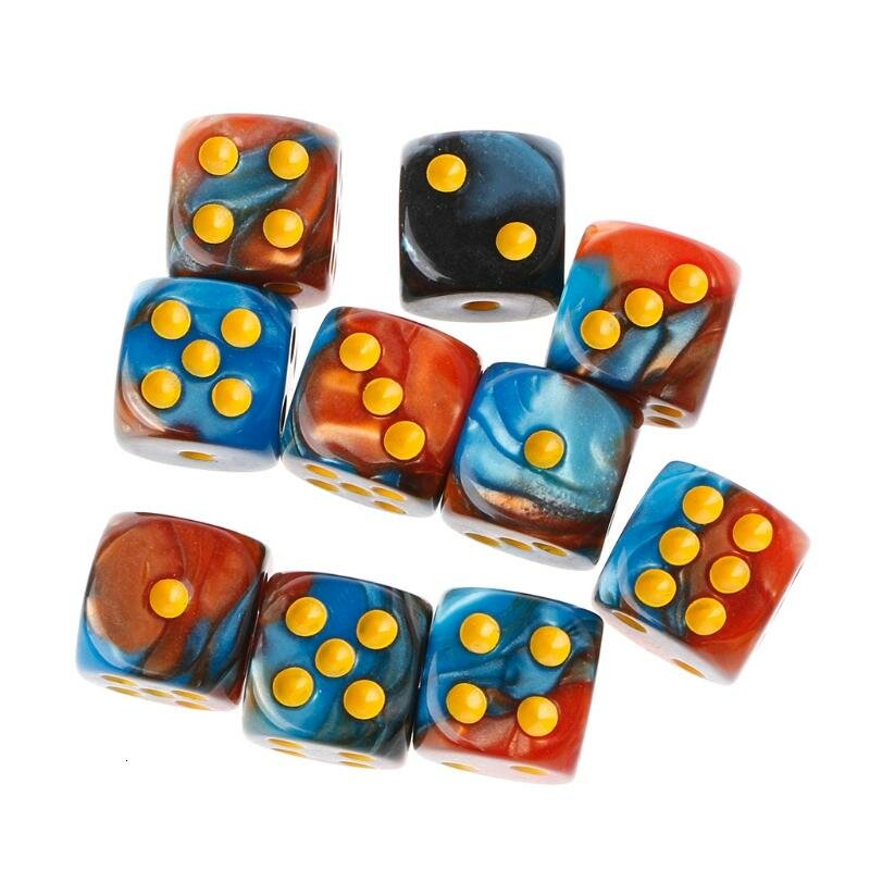 Прозрачные кубики для настольных игр, 10 шт, Красный и синий