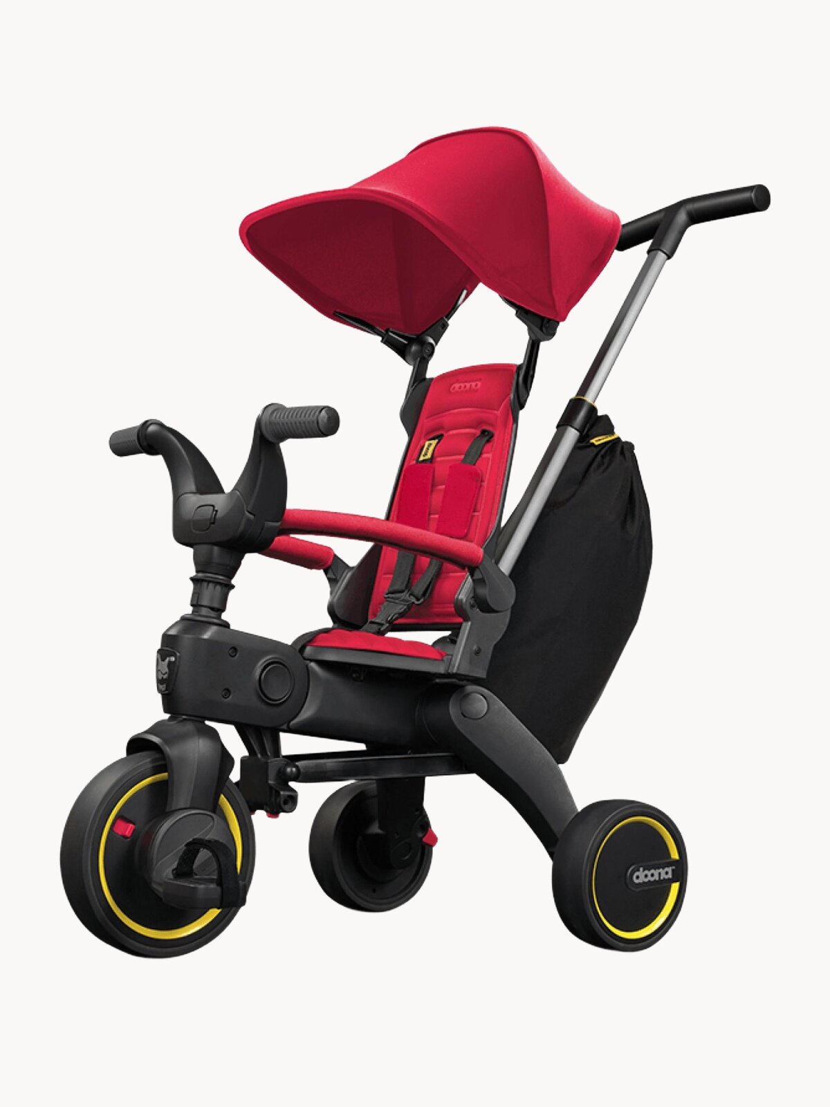 Складной трехколесный детский велосипед - коляска с родительской ручкой Doona Liki Trike S3, цвет: Flame Red