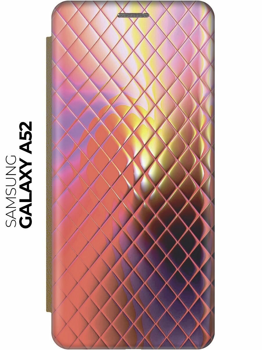 Чехол-книжка Розовая рептилия на Samsung Galaxy A52 / Самсунг А52 золотой