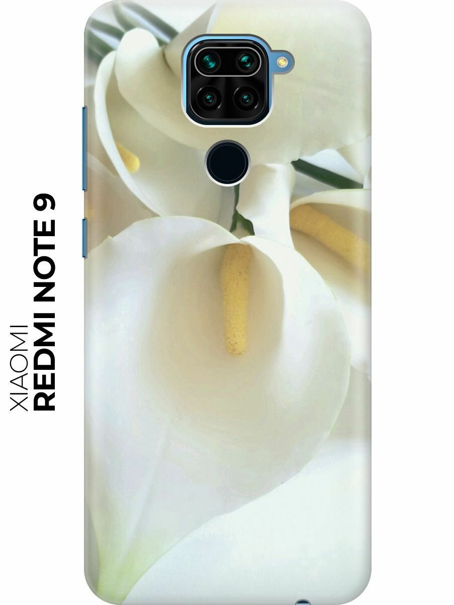 Силиконовый чехол Белые каллы на Xiaomi Redmi Note 9 / Сяоми Редми Ноут 9