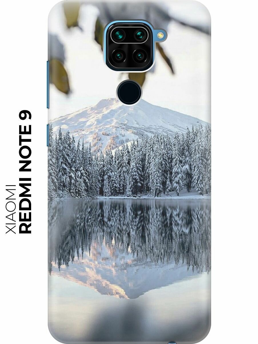 Силиконовый чехол Озеро в заснеженном лесу на Xiaomi Redmi Note 9 / Сяоми Редми Ноут 9