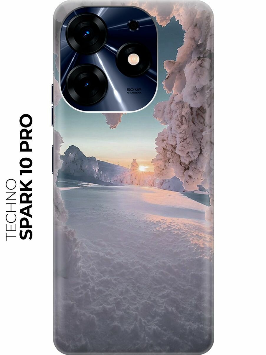 Силиконовый чехол Заснеженные ветви на закате на Tecno Spark 10 Pro / Техно Спарк 10 Про