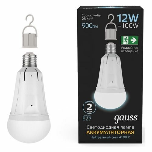 Лампа LED GAUSS E27, груша, 12Вт, 102002212, одна шт.