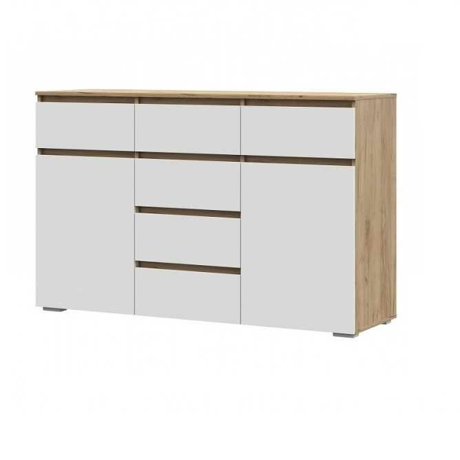 Комод 6 ящиков, КМ05, Хелен, Белый/Дуб Крафт Золотой