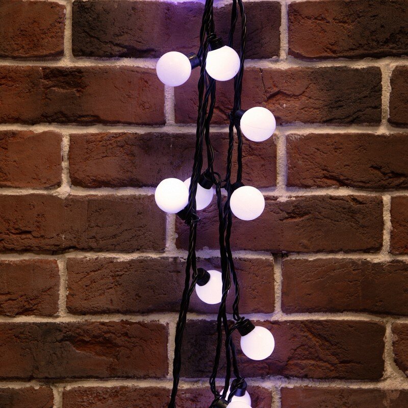 Гирлянда светодиодная Мультишарики Ø38мм 10м 40 LED белый черный ПВХ IP65 постоянное свечение 230В нужен блок 303-500 NEON-NIGHT, цена за 1 шт