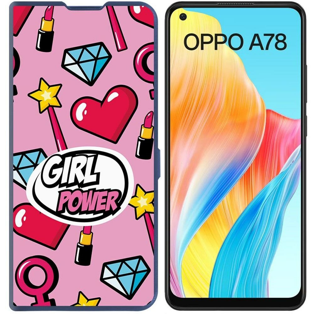Чехол-книжка Krutoff Eco Book для Oppo A78 4G Girl Power (синий)