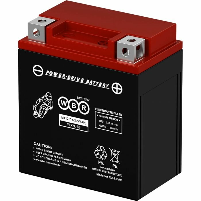 Аккумулятор WBR MT12-7-A (YUASA YTX7L-BS; DELTA CT 1207.1)
