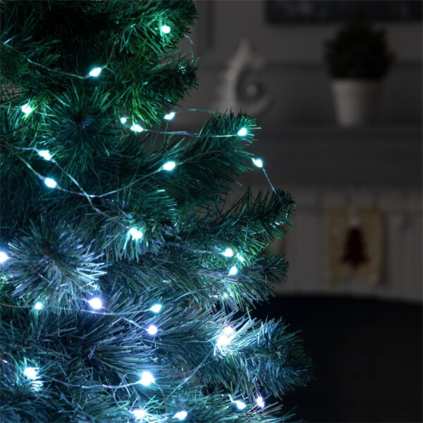 Умная гирлянда «Нить» RGB серебристая нить, управление с приложения, USB, 10.0 м, USB, 100 Led, IP20