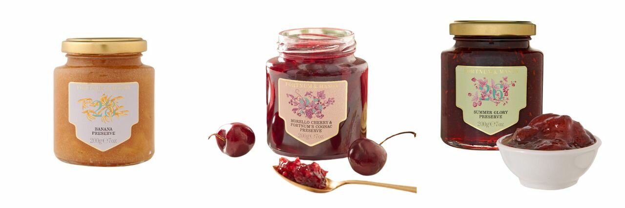 Набор джемов Fortnum&Mason коньячный вишневый, ягодный, банановый, 3 x 200г