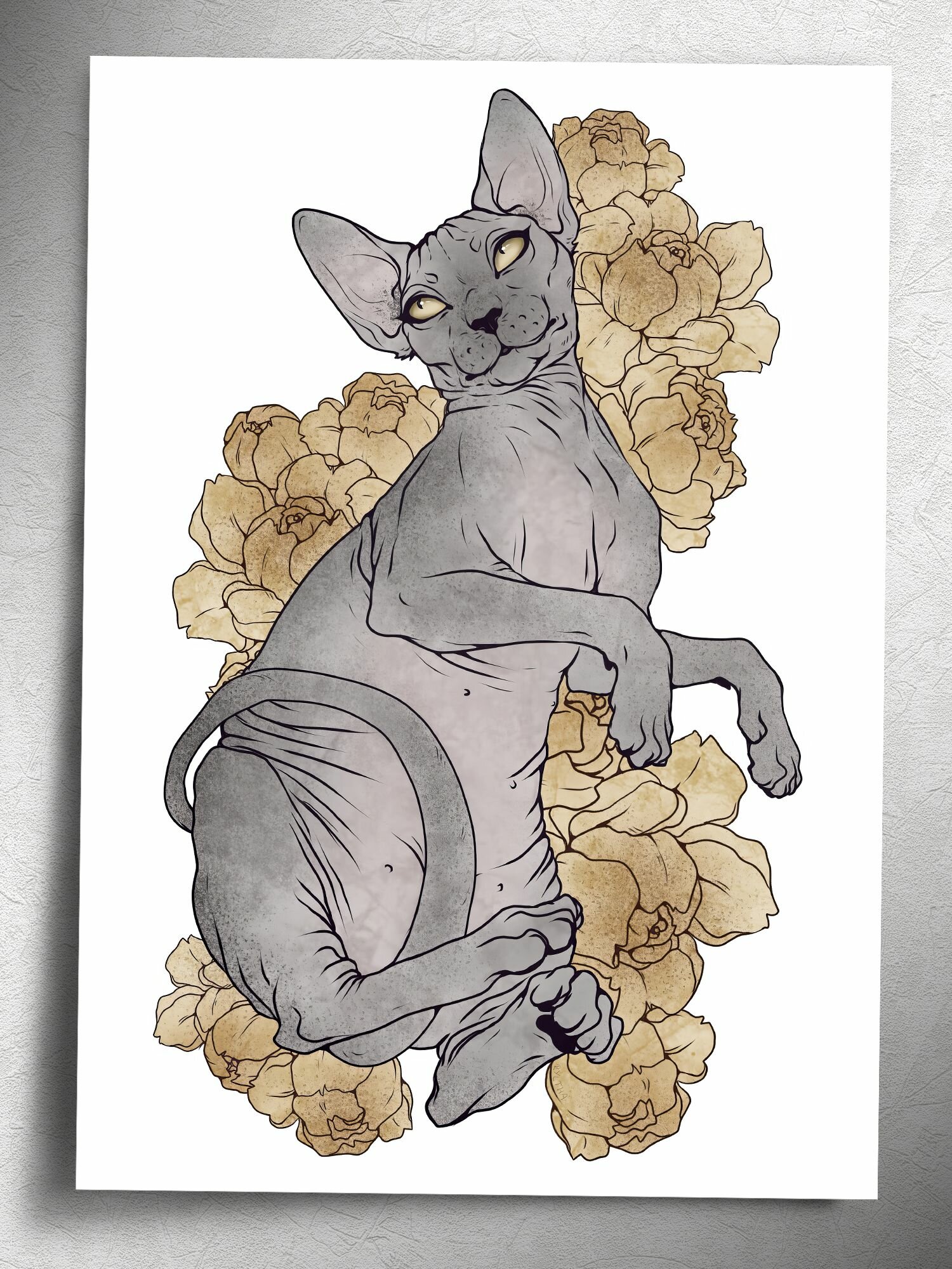 Постер: любимая кошка сфинкс, на А5