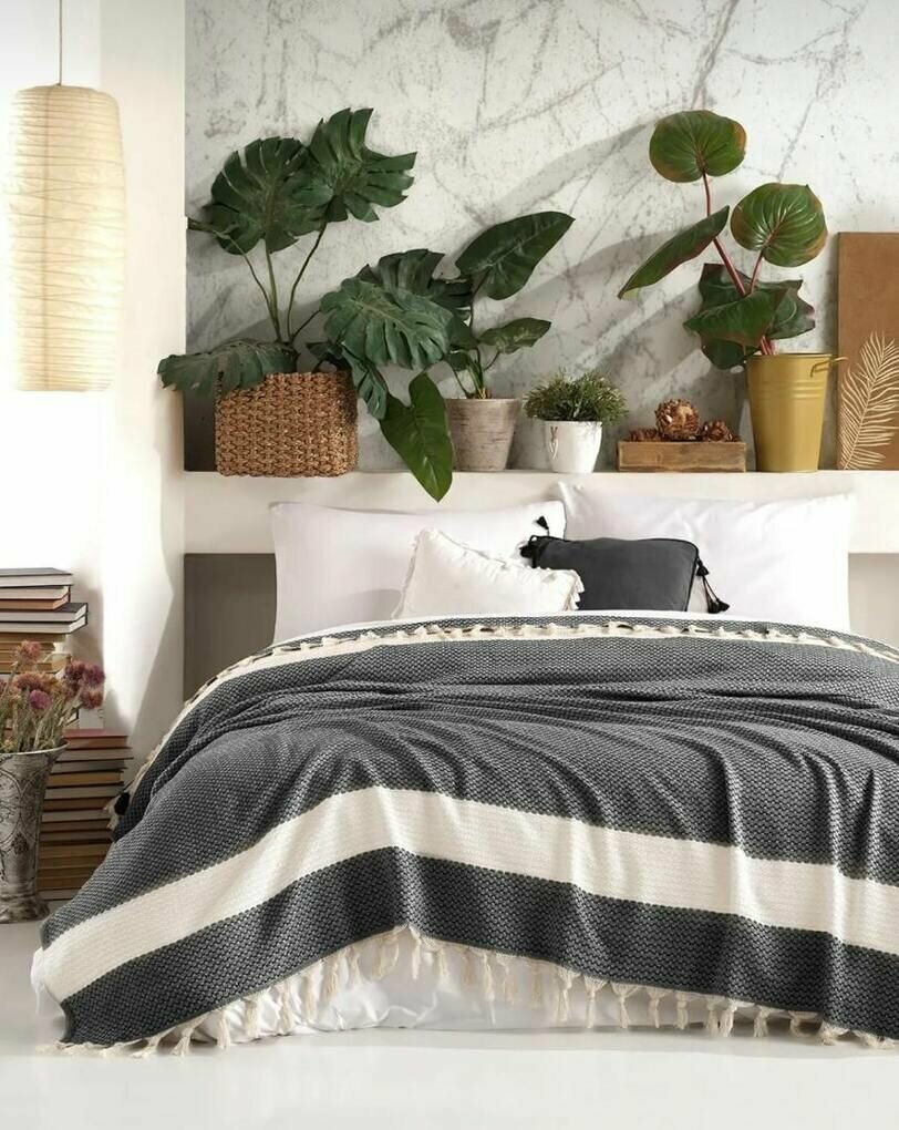 Плед Евро 200х220 Турция ALISA хлопок, темно-серый