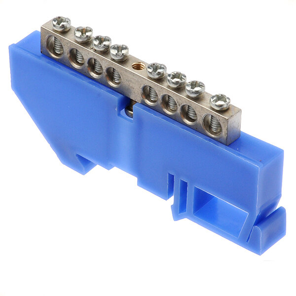 Шина N8 ноль на DIN-рейку на 8 присоединений никелированная латунь 100А (4 шт. в комплекте)