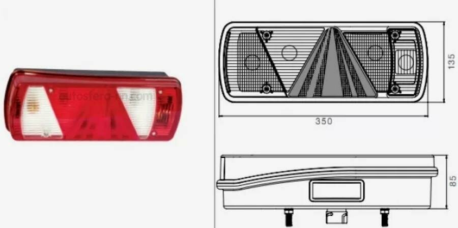 TEKHAVTOSVET U02600R фонарь задний правый! б/л с кабелем 7-pin Ecopoint II\ Kogel